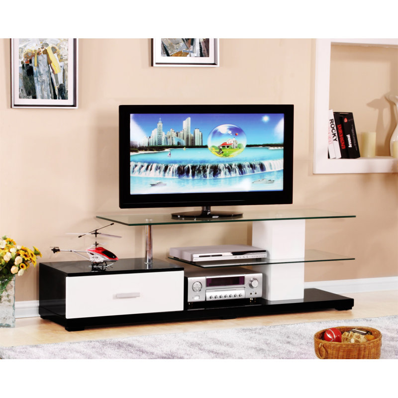 Ivy Bronx Ivana White & Black Finish TV Stand | Wayfair